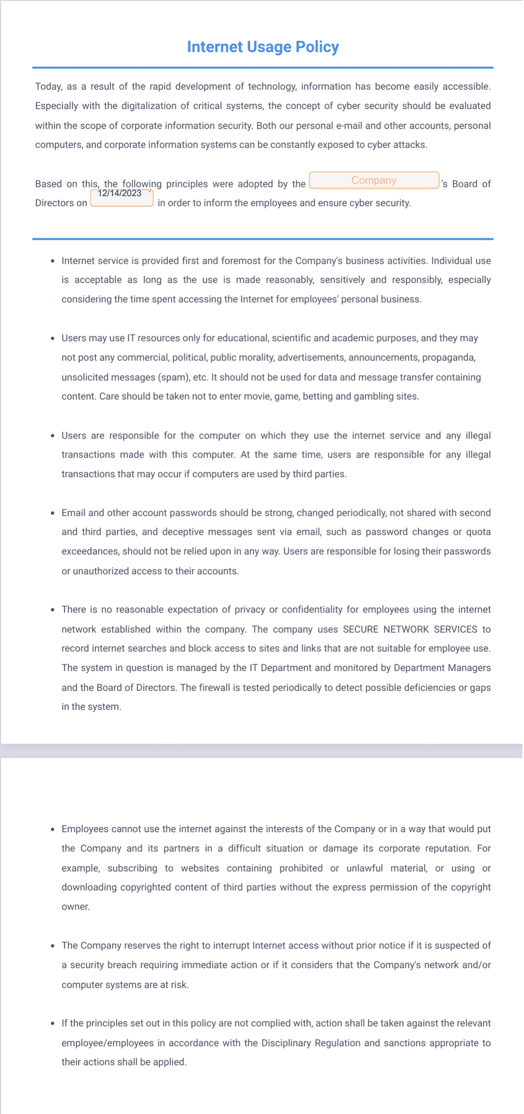 Internet Usage Policy - PDF Templates | Jotform Internet Usage Policy - PDF Templates | Jotform