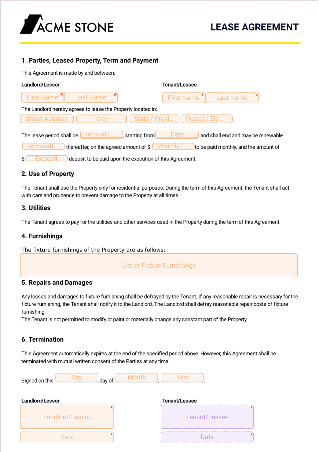 Simple One Page Lease Agreement Template - PDF Templates | Jotform Simple One Page Lease Agreement Template - PDF Templates | Jotform